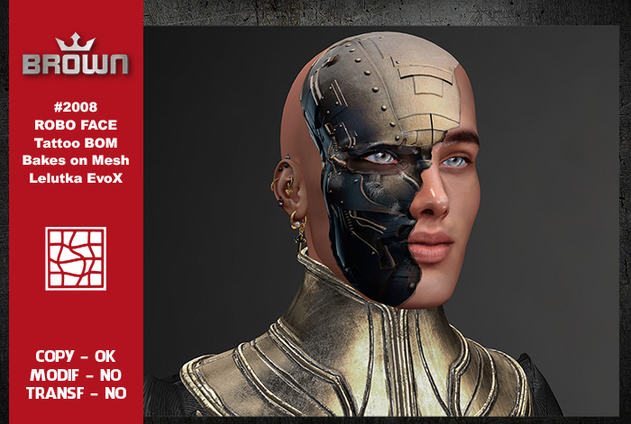 Second Life Marketplace - 2008 Robo Face Tattoo BOM - Bakes on Mesh ...