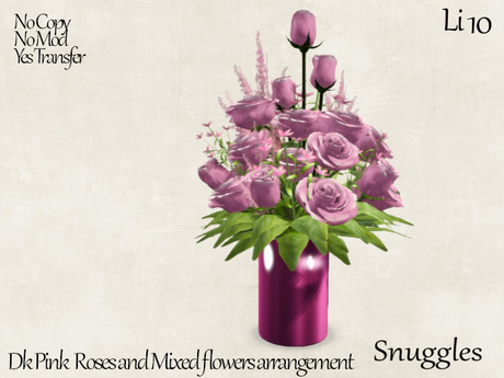Second Life Marketplace - Dk Pink Roses and Mixed flowers arrangement