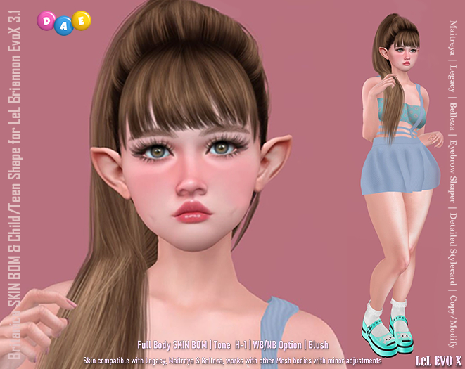 Second Life Marketplace - Britanica SKIN BOM & Child/Teen Shape for LeL ...