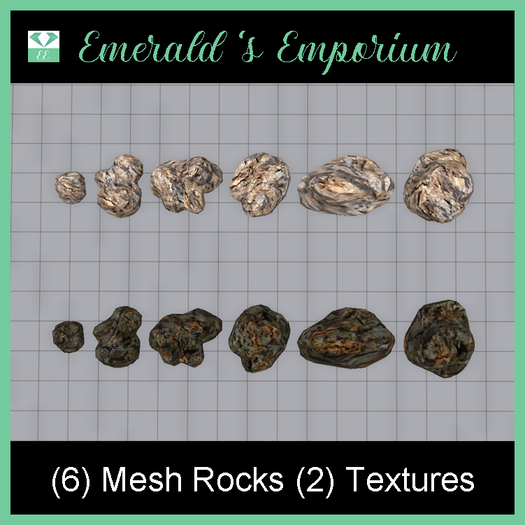 Second Life Marketplace - FULL PERM (6) Mesh Rocks (2) Textures