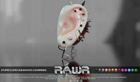 Second Life Marketplace - RAWR! Stupid Cupid HUMAN EvoX Earrings (add me)