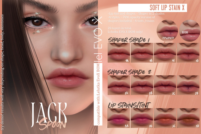 Second Life Marketplace - Jack Spoon.Soft Lip Stain - EvoX