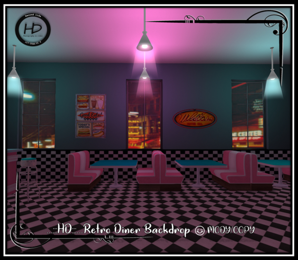 Second Life Marketplace - ...:::HD:::... Retro Diner Backdrop (WEAR TO ...