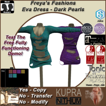 Second Life Marketplace - Freya's Fashions Eva Dress - (Dark Pearls ...