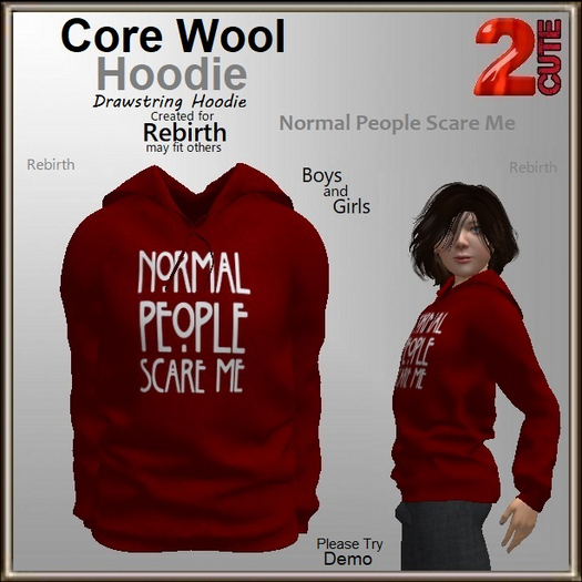 Second Life Marketplace - Core Wool Hoodie {REBIRTH} Normal People Scare Me