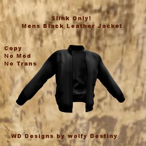Second Life Marketplace - Slink Men's Black Leather Jacket Boxed