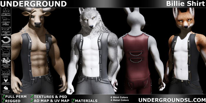Second Life Marketplace - (UG) - Billie Shirt Furry