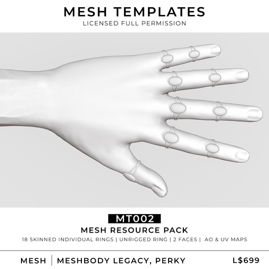 Second Life Marketplace - MT002 - Bento Rings - Meshbody - Mesh ...
