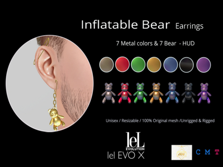 Second Life Marketplace - ::JDS:: Inflatable Bear Earrings