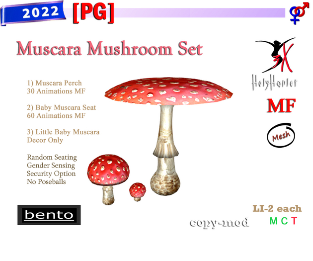 Second Life Marketplace - [PG] [H] Muscara Mushroom Set - MF