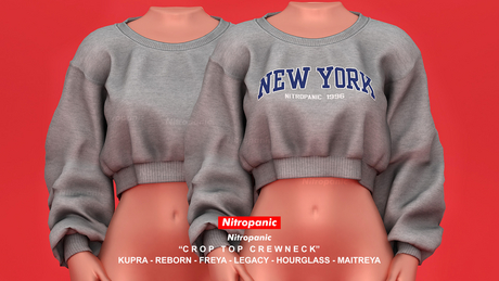 Second Life Marketplace - NITROPANIC_CROP TOP CREWNECK (GREY) ADD