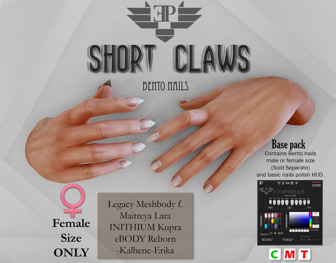 Second Life Marketplace - L'Emporio&PL::*Short Claws*::-Female-Base ...