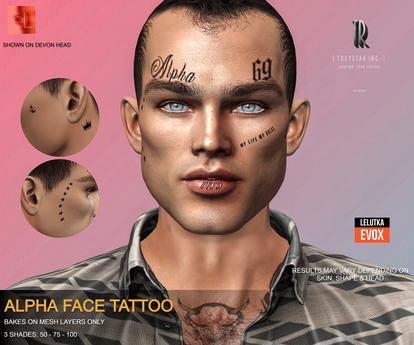 Second Life Marketplace - { Treystar Inc. } - Alpha Face Tattoo [ Lel ...
