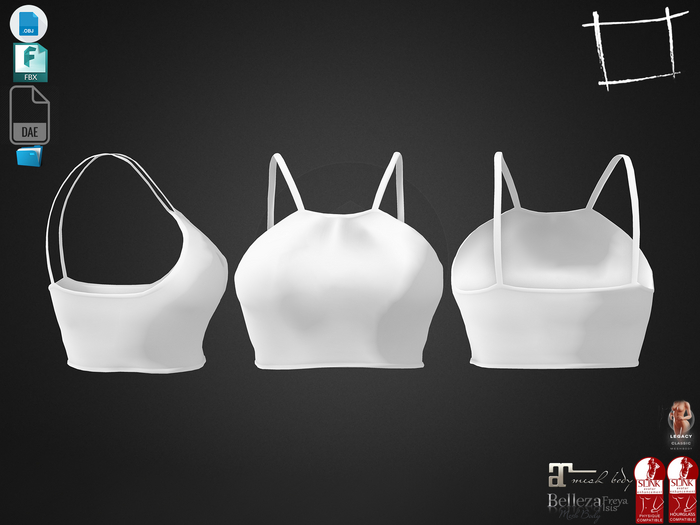 Second Life Marketplace - Dae Obj FBX For Female Crop Tank Top With ...