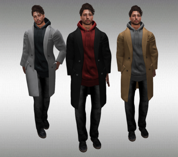 Second Life Marketplace - Men 12x Coat with Hoody 4x Color,Signature ...