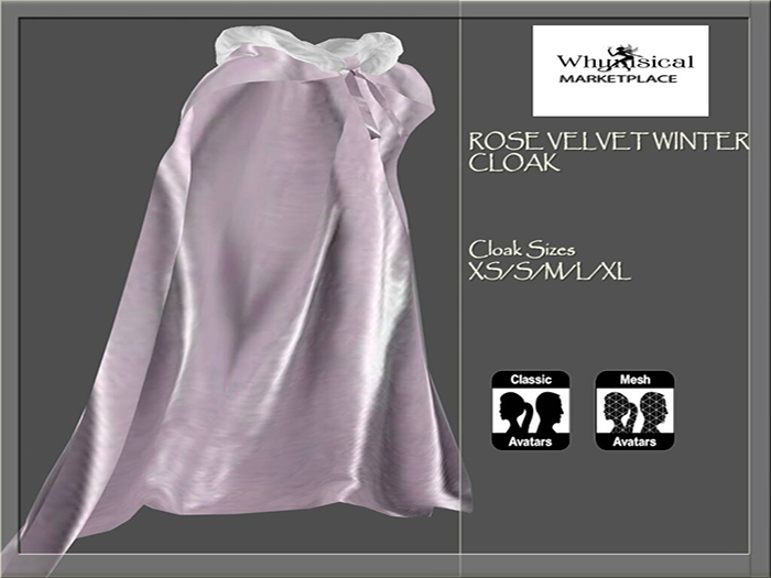 Second Life Marketplace - Rose Velvet Fur trimmed Cloak