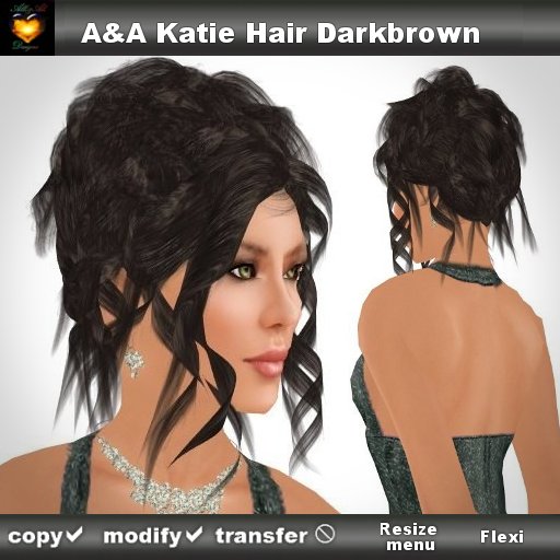 Second Life Marketplace - A&A Katie Hair Darkbrown (curly updo hairstyle)