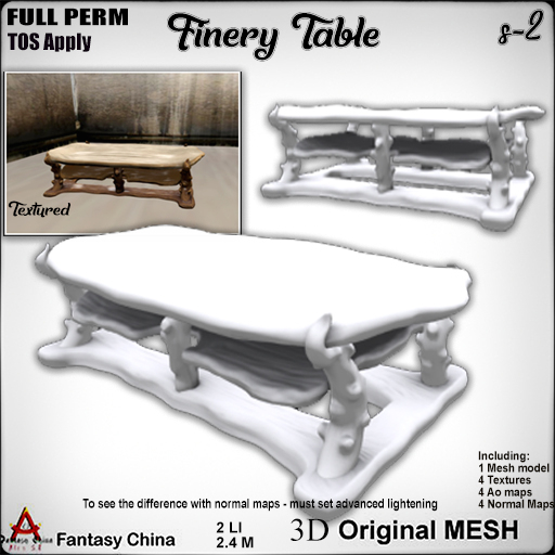 Second Life Marketplace - FC- FULL PERM Mesh Finery Table s-2 royal ...