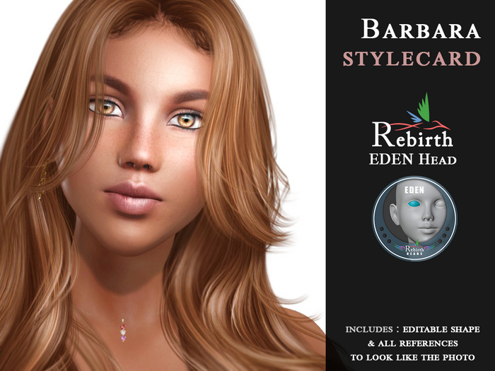 Second Life Marketplace - Barbara Shape + Style card - REBIRTH Eden head