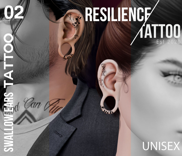Second Life Marketplace - [RESILIENCE] Tattoo - Swallow Ear Tattoo 02