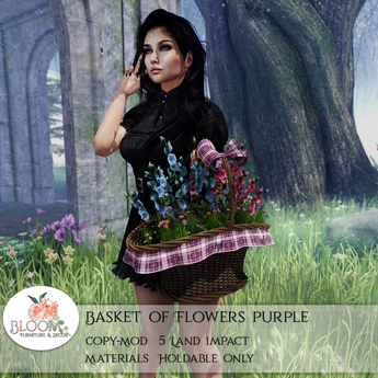 Second Life Marketplace - Bloom! - Basket of flowers Purple - Holdable ...