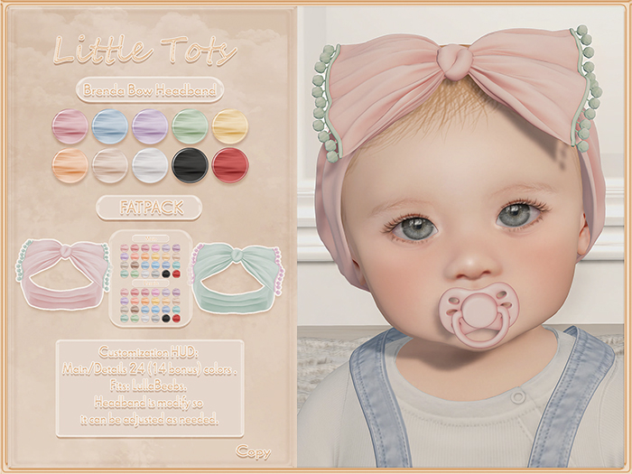Second Life Marketplace - {Little Tots} Brenda Bow Headband - Green