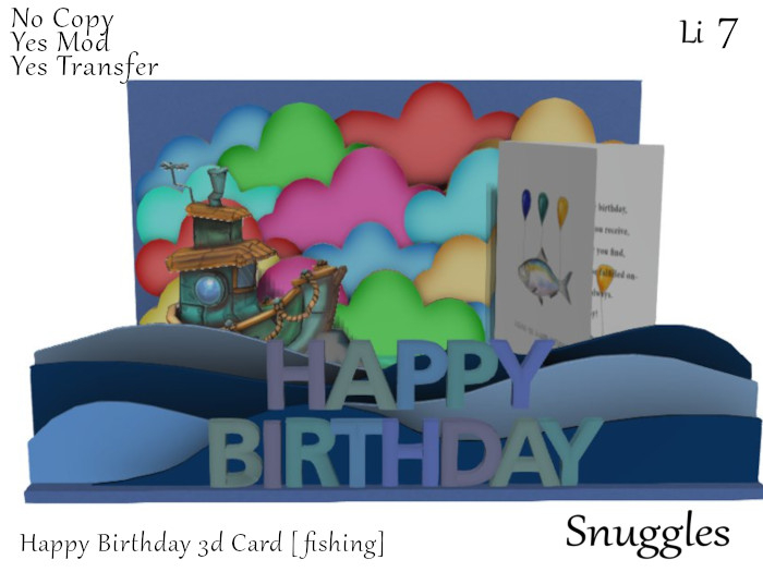 Second Life Marketplace - Happy Birthday 3d Card [fishing]
