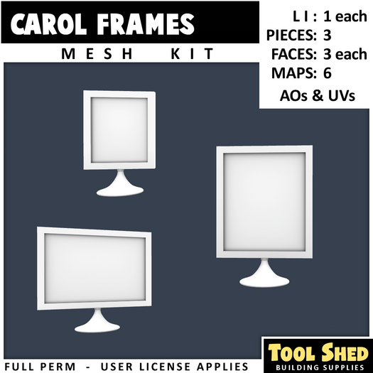Second Life Marketplace - Tool Shed - Carol Frames Mesh Kit