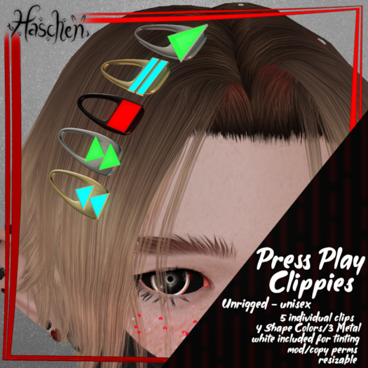 Second Life Marketplace - [Haschen] Press Play Clippies (ADD)