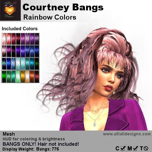 Second Life Marketplace - A&A Courtney Bangs Rainbow Colors V2