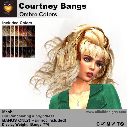 Second Life Marketplace - A&A Courtney Bangs Ombre Colors V2