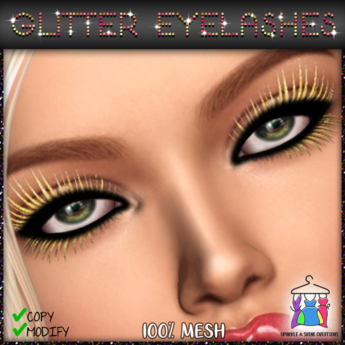 Second Life Marketplace - {S & S} Mesh Lashes (Gold Glitter)