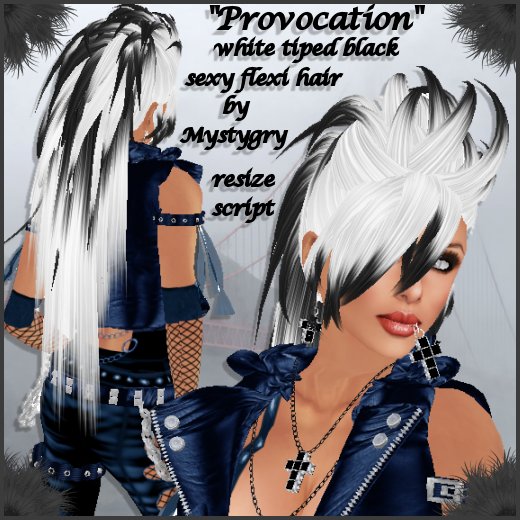 Second Life Marketplace - Provocation white tiped black flexi hair ...