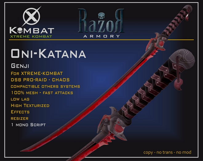 Second Life Marketplace - ..::Razor::.>> Genji Oni Katana