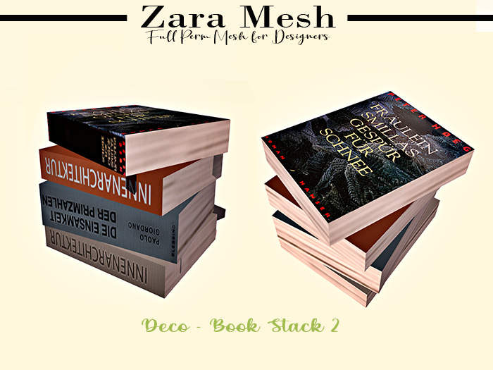Second Life Marketplace - ZM - Deco - Book Stack 2 - FULL PERM MESH
