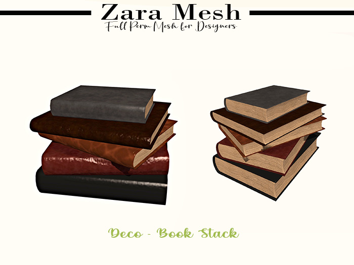 Second Life Marketplace - ZM - Deco - Book Stack - FULL PERM MESH