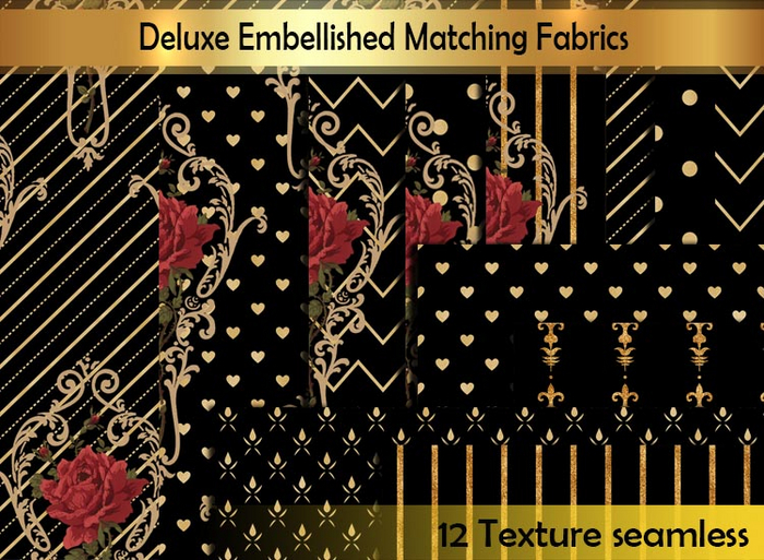 Second Life Marketplace - Deluxe Embellished Matching Fabrics Texture ...