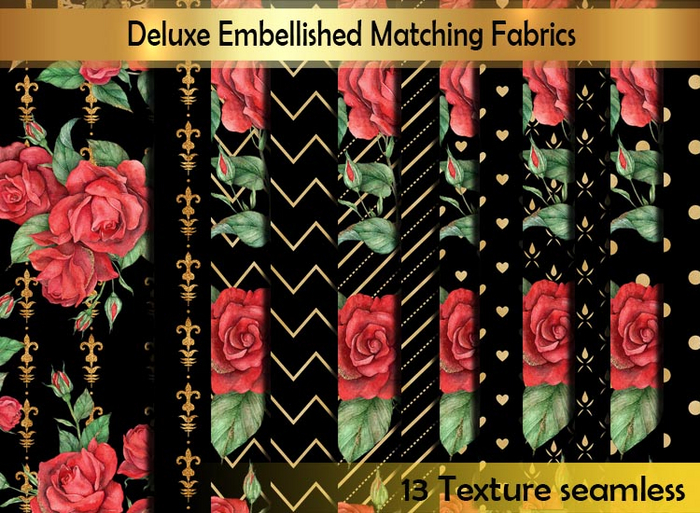 Second Life Marketplace - Deluxe Embellished Matching Fabrics Texture ...