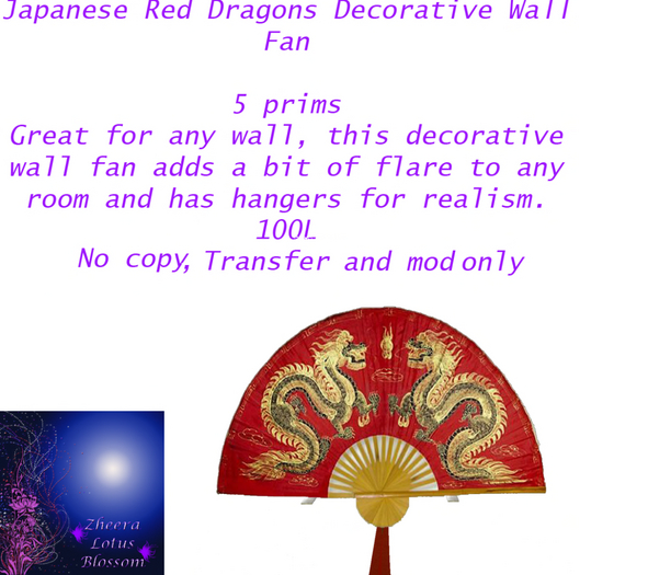 Second Life Marketplace - Japanese Red Dragons Wall Fan