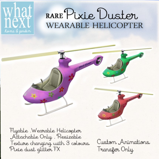 Second Life Marketplace - {what next} Pixie Duster Helicopter - RARE (wear)
