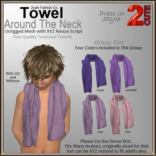 Second Life Marketplace - Towels - Around the Neck [2cute] Group Five