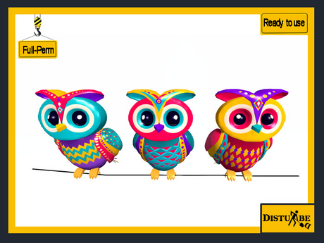 Second Life Marketplace - ::DisturbeD:: Decorative Owls - FULL PERM MESH
