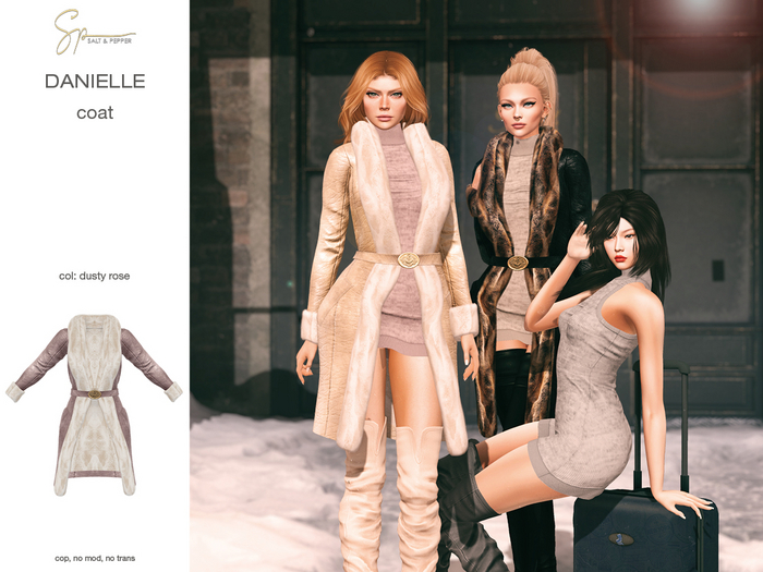 Second Life Marketplace - S&P Danielle - leather/fur coat dusty rose ...