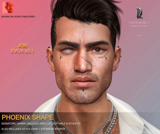 Second Life Marketplace - { Treystar Inc. } - Lelutka Jon EvoX shape ...