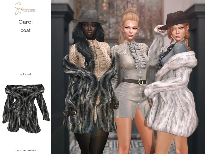 Second Life Marketplace - S&P Carol fur coat coal - Lara + Petite ...
