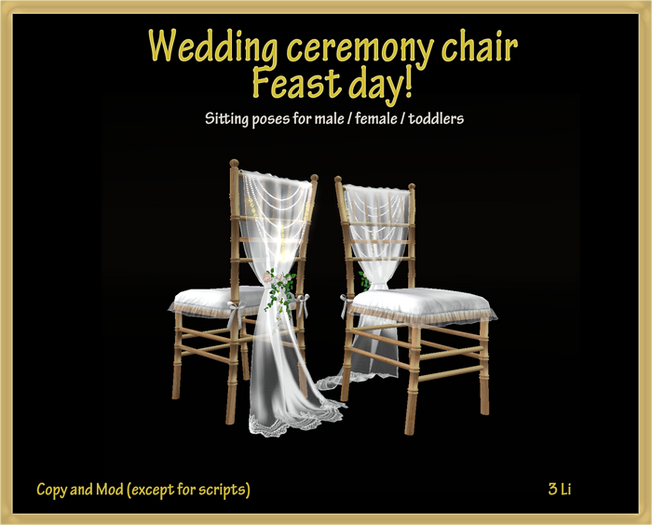 Second Life Marketplace - Feast Day Collection - Ceremony chair Boxed ...