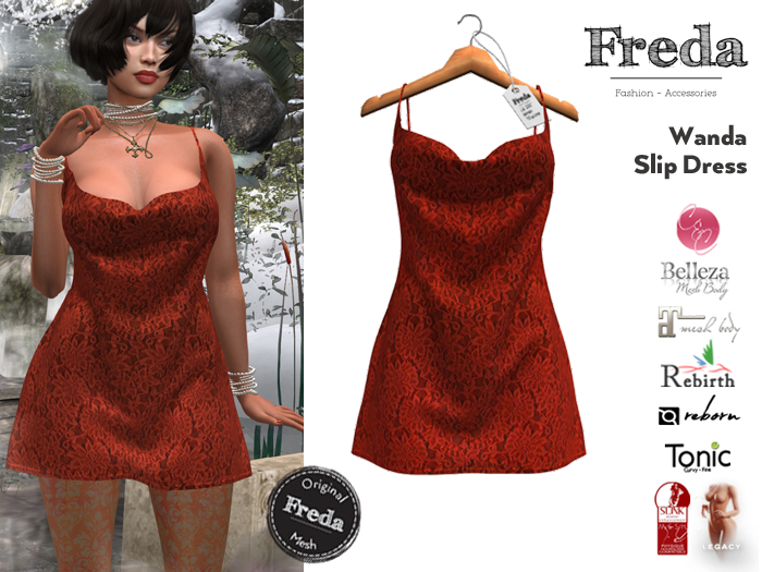 Second Life Marketplace - "Freda" Wanda Cocktail Slip Dress Rust Orange ...