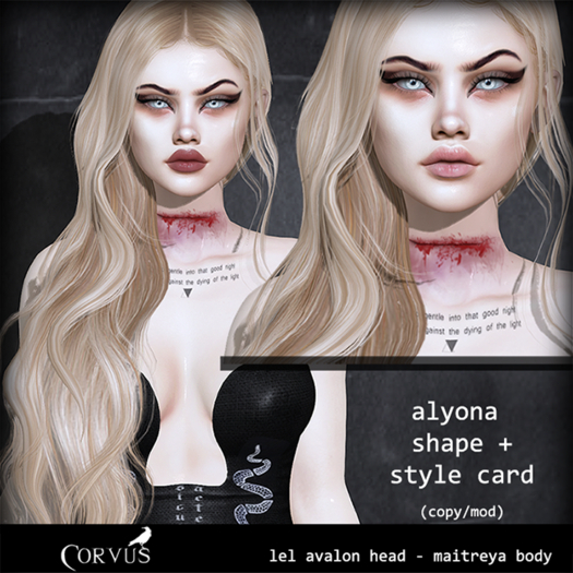 Second Life Marketplace - Corvus : Alyona Shape - Lel Avalon Head