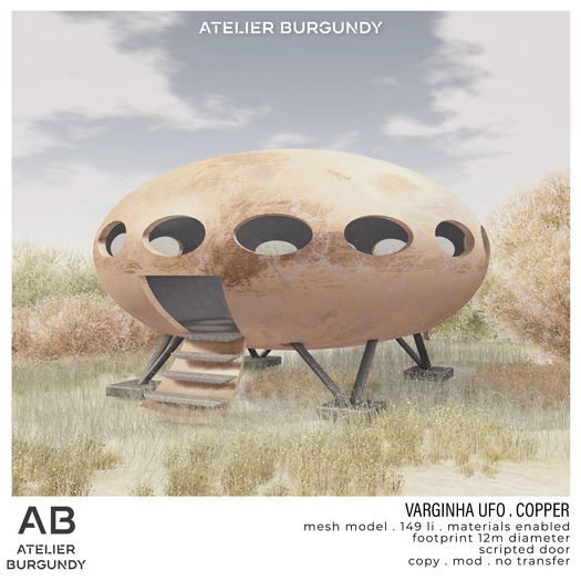 Second Life Marketplace - Atelier Burgundy . Varginha UFO Copper *ADD*