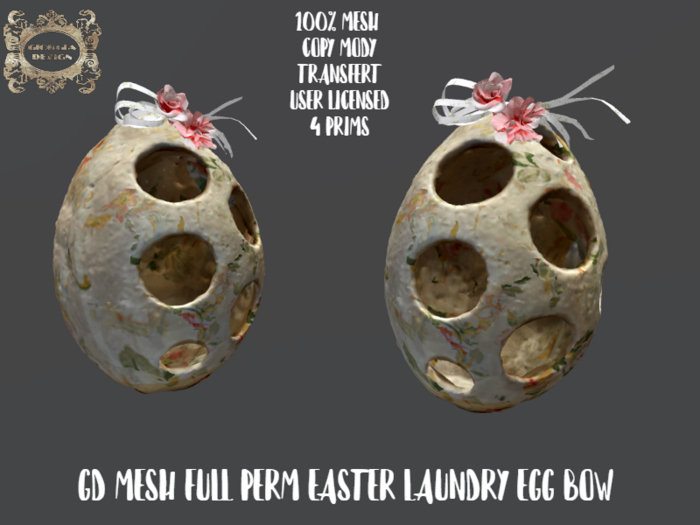 Second Life Marketplace - GD MESH FULL PERM EASTER LAUNDRY EGG BOW